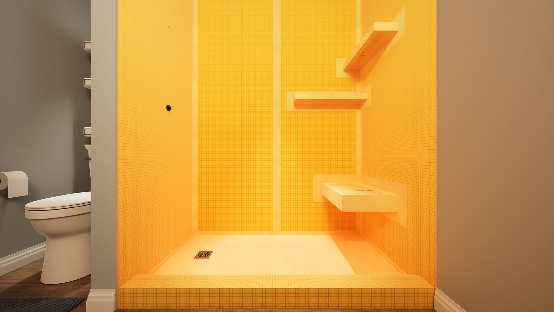 The Original™ Deluxe 38" x 60" Shower Conversion Kit with Orange Water ...