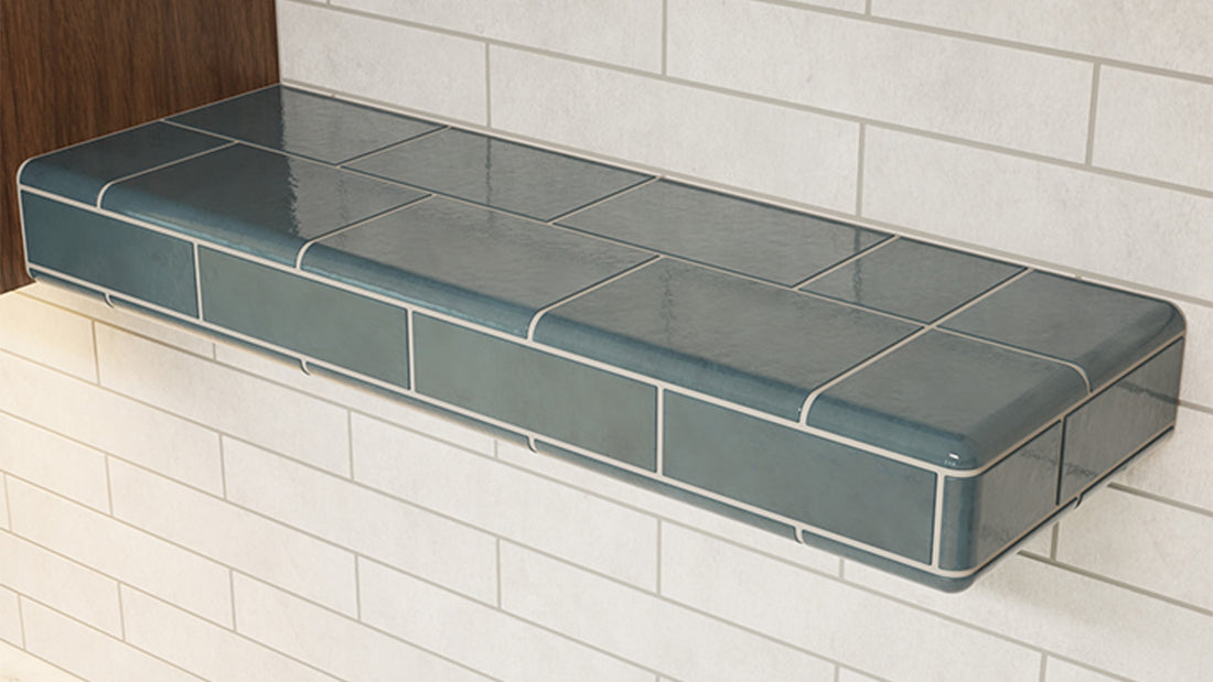 The Original™ Ready-to-Tile Free Floating Shelf with Orange Waterproof ...