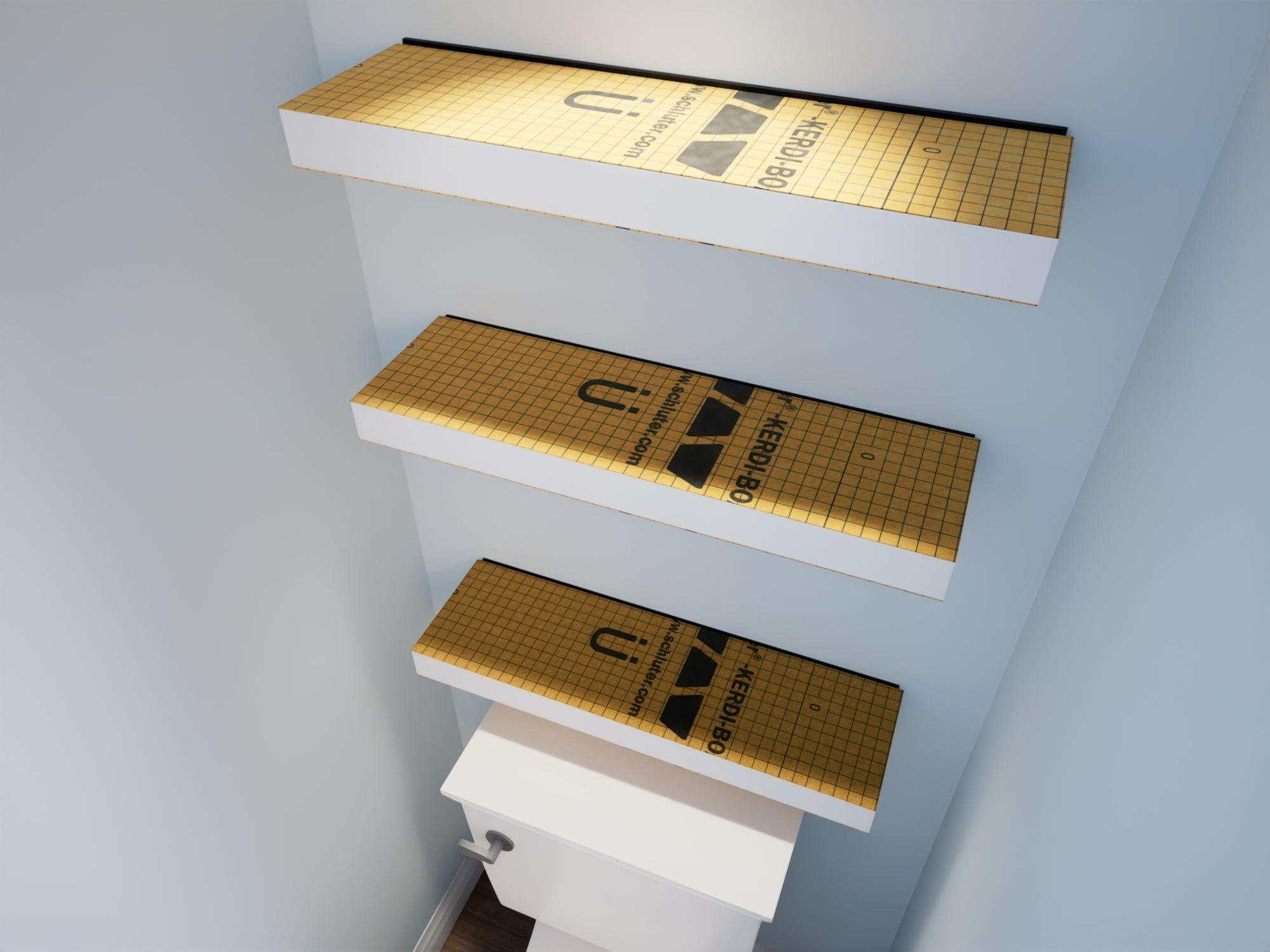 The Original™ Ready-to-Tile Free Floating Shelf with Orange Waterproof ...