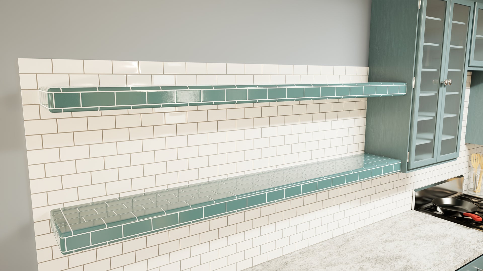 The Original™ Ready-to-Tile Free Floating Shelf with Orange Waterproof ...